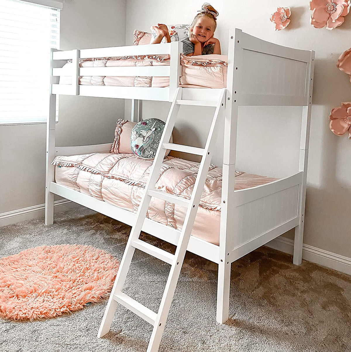Cheap white wooden bunk beds store